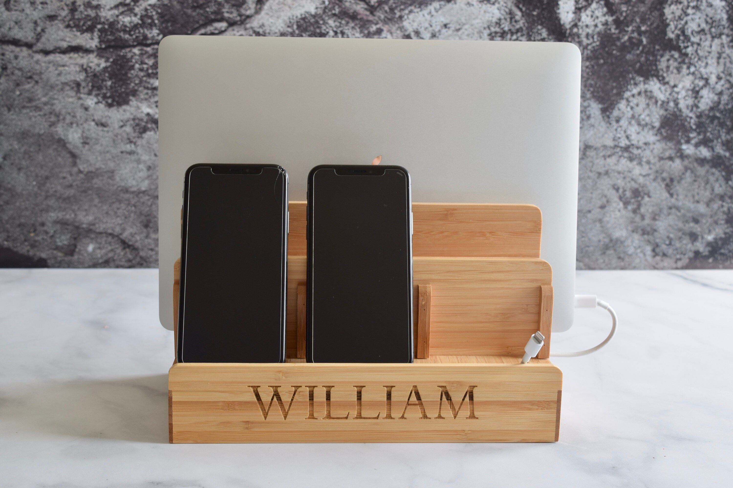 Bamboo Docking Station Wooden Docking Station Personalized - Etsy