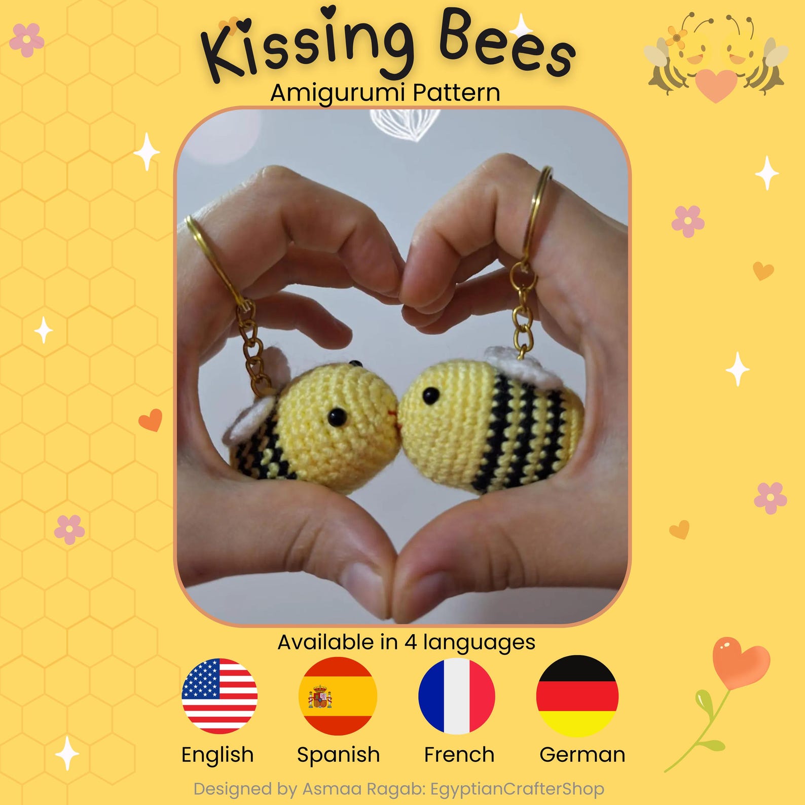 Kissing Bees Amigurumi, Crochet Bee Pattern - Etsy