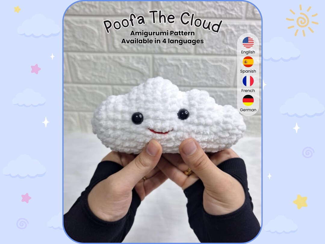 Crochet Cloud Pattern – Puffa the Cloud Amigurumi PDF Tutorial – 4 ...