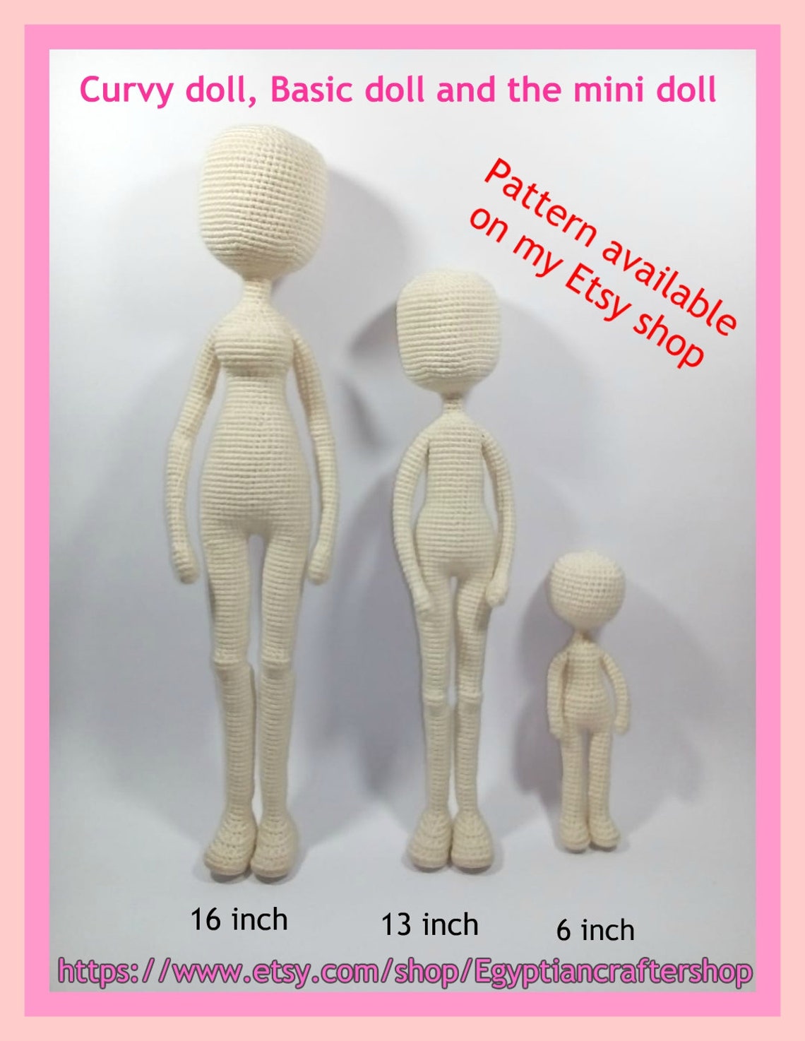 Crochet Doll Body Bundle 3in1 Mini Basic Curvy Amigurumi Etsy