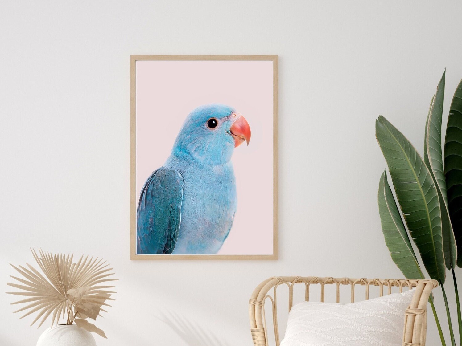 Blue Parrot Framed Tropical Bird Decor, Photography Wall Art, Modern ...