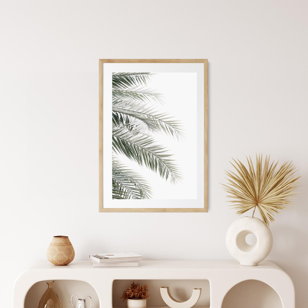 Neutral Palm Leaf Photography Giclee Print, Coastal Boho Home, Wood ...
