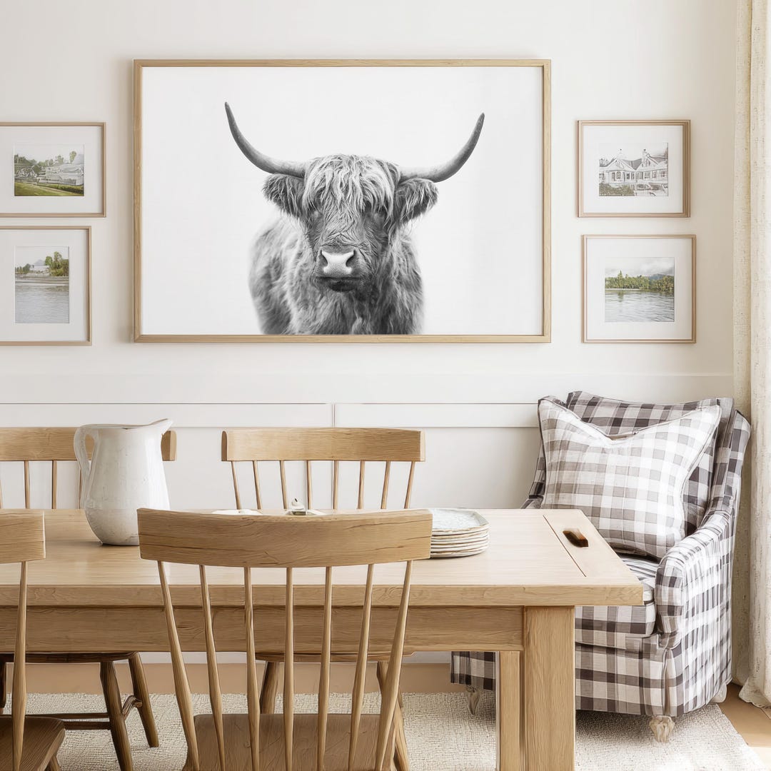 Highland Cow Wall Art Rustic Farmhouse Decor, Fall Highland Cattle ...