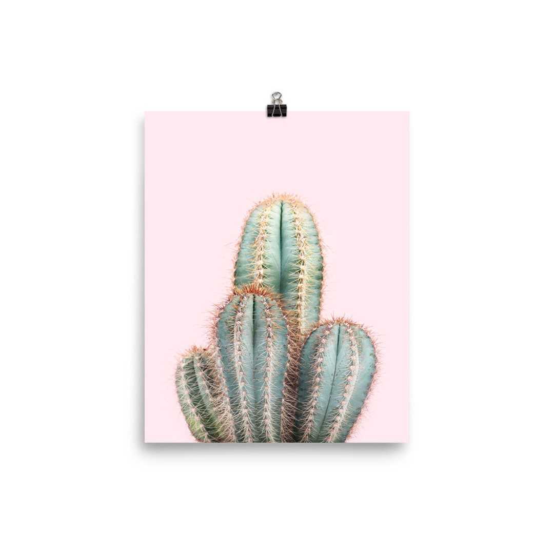 Pink Cactus Poster, Art to Frame, Green and Pink, Boho Nursery, Nursery ...