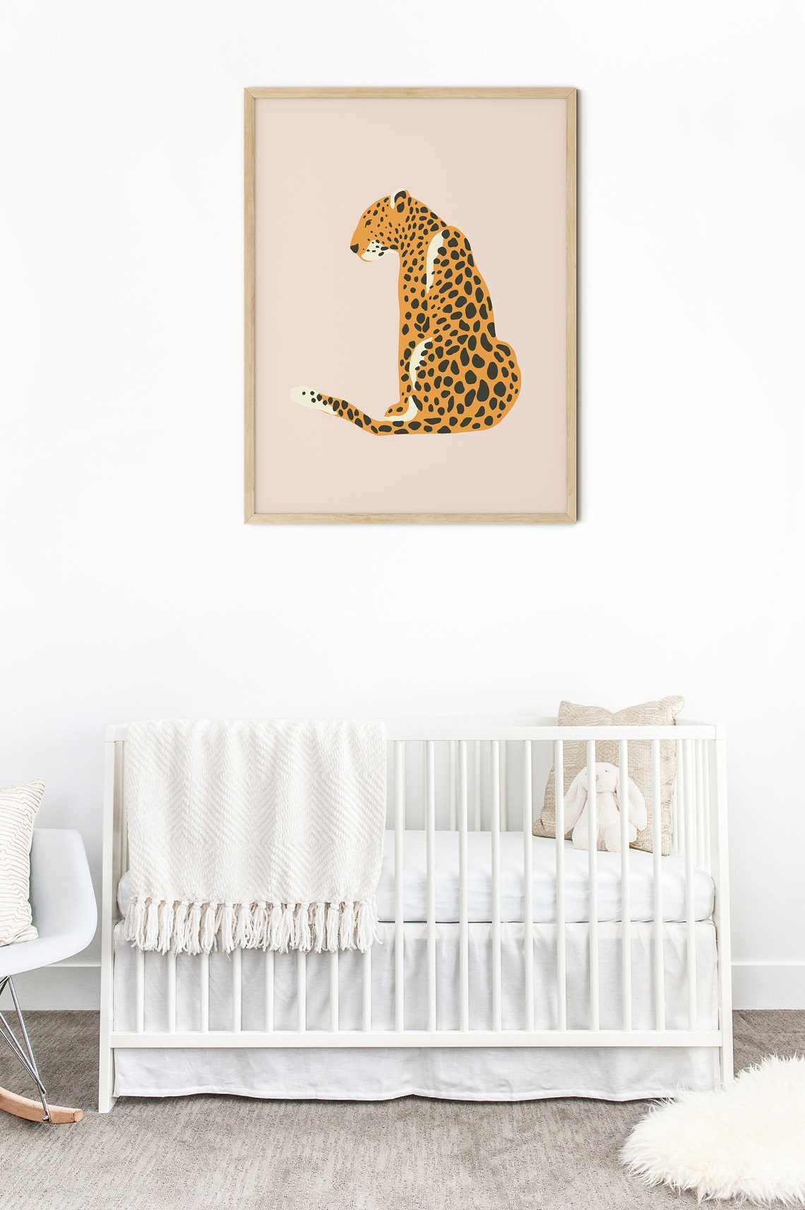Leopard FRAMED Print Nursery Wall Art Modern Illustration - Etsy