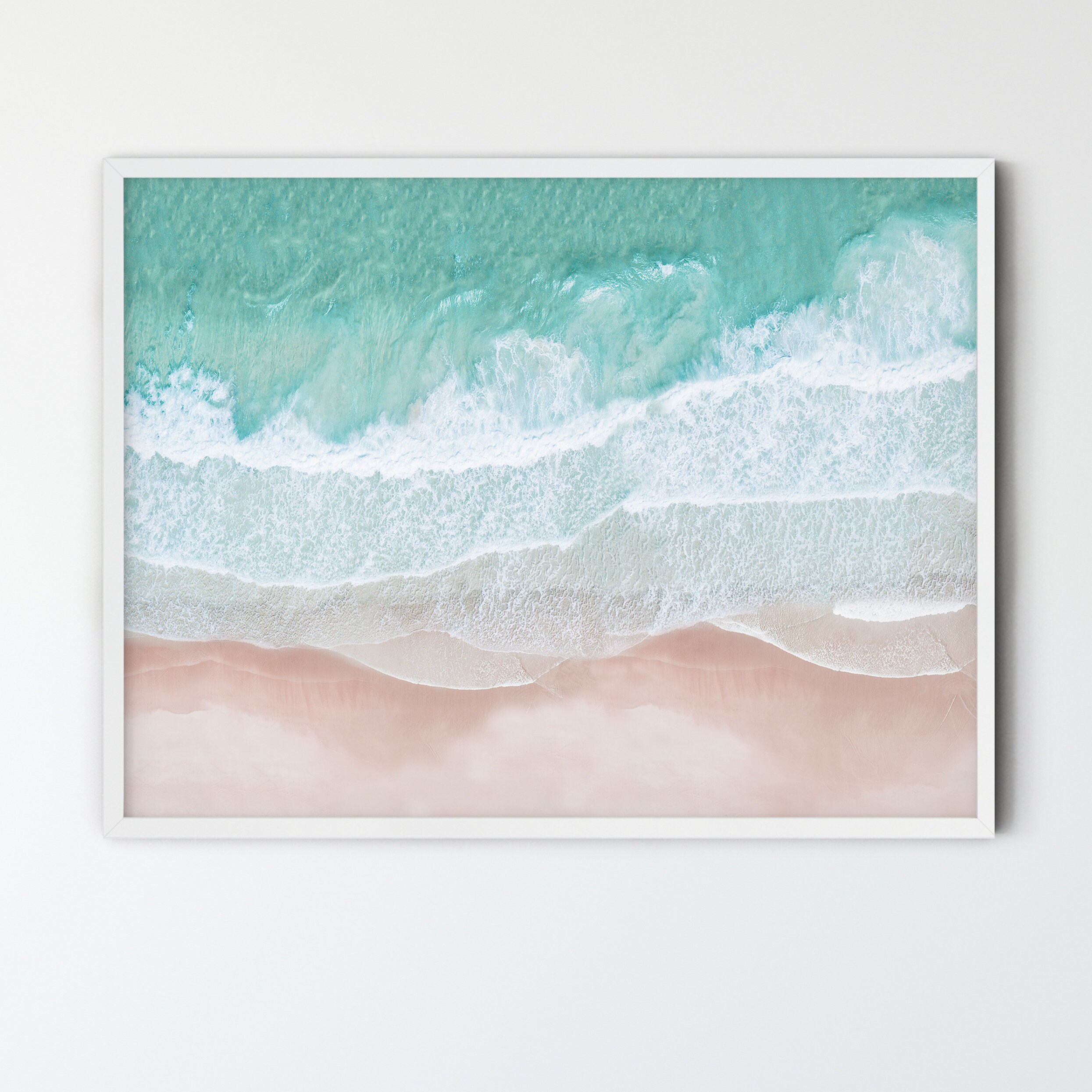 Aerial Ocean Beach UNFRAMED Print, Wall Art, Modern Beach Prints ...