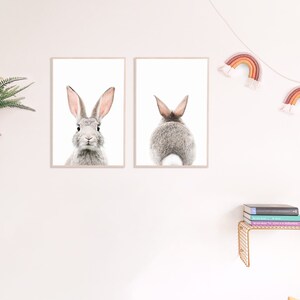 Bunny Art Prints, Printed and Shipped, Set of Two Posters, Rabbit Art ...