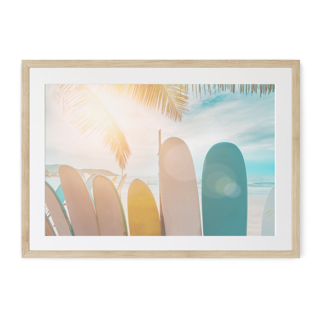 Pastel Surfboard FRAMED Wall Art, Modern Beach Art, Surf Photography ...