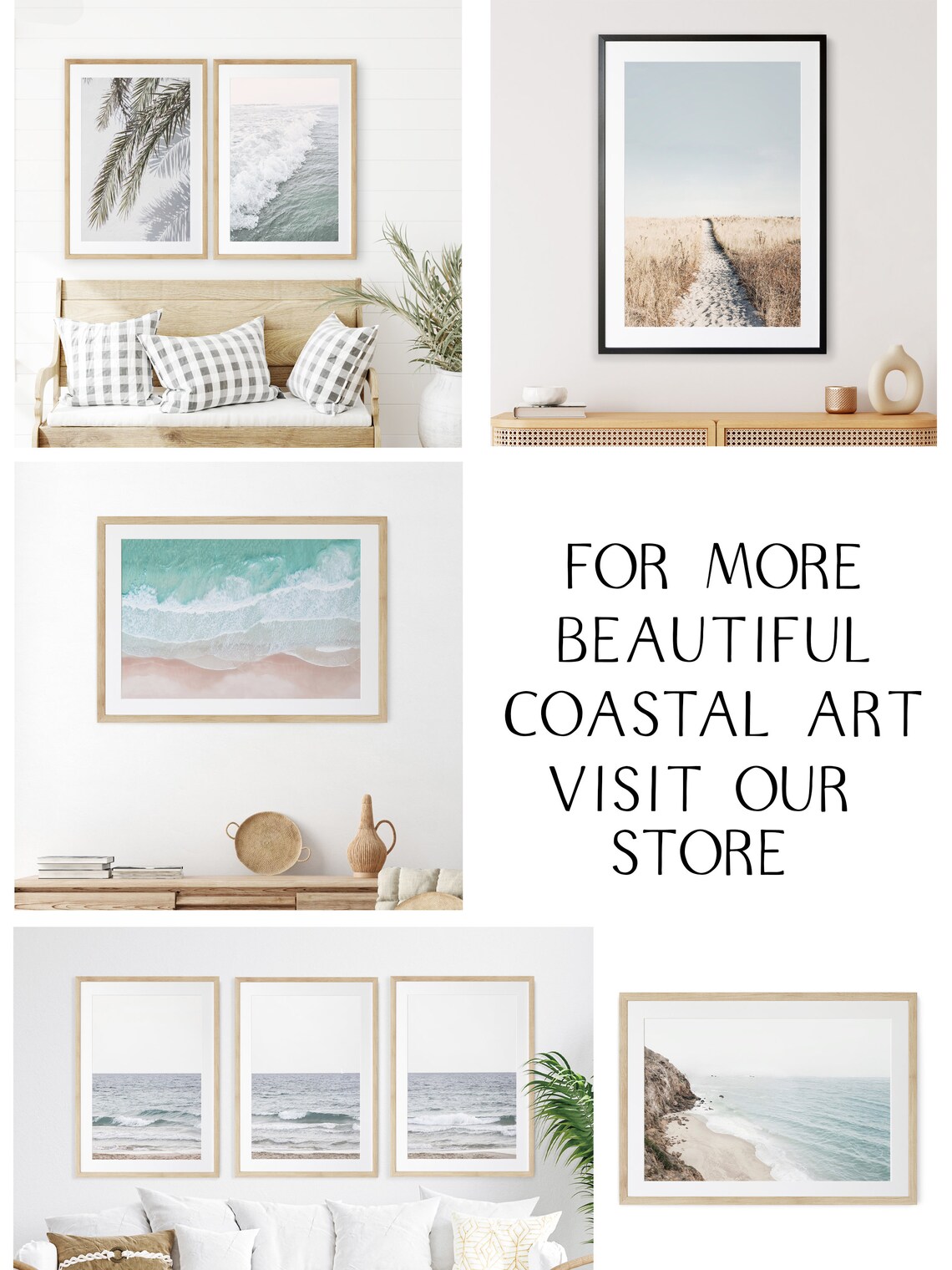 Neutral Beach Print Set of 3 Ocean Prints, Home Decor Wall Art, Sage ...