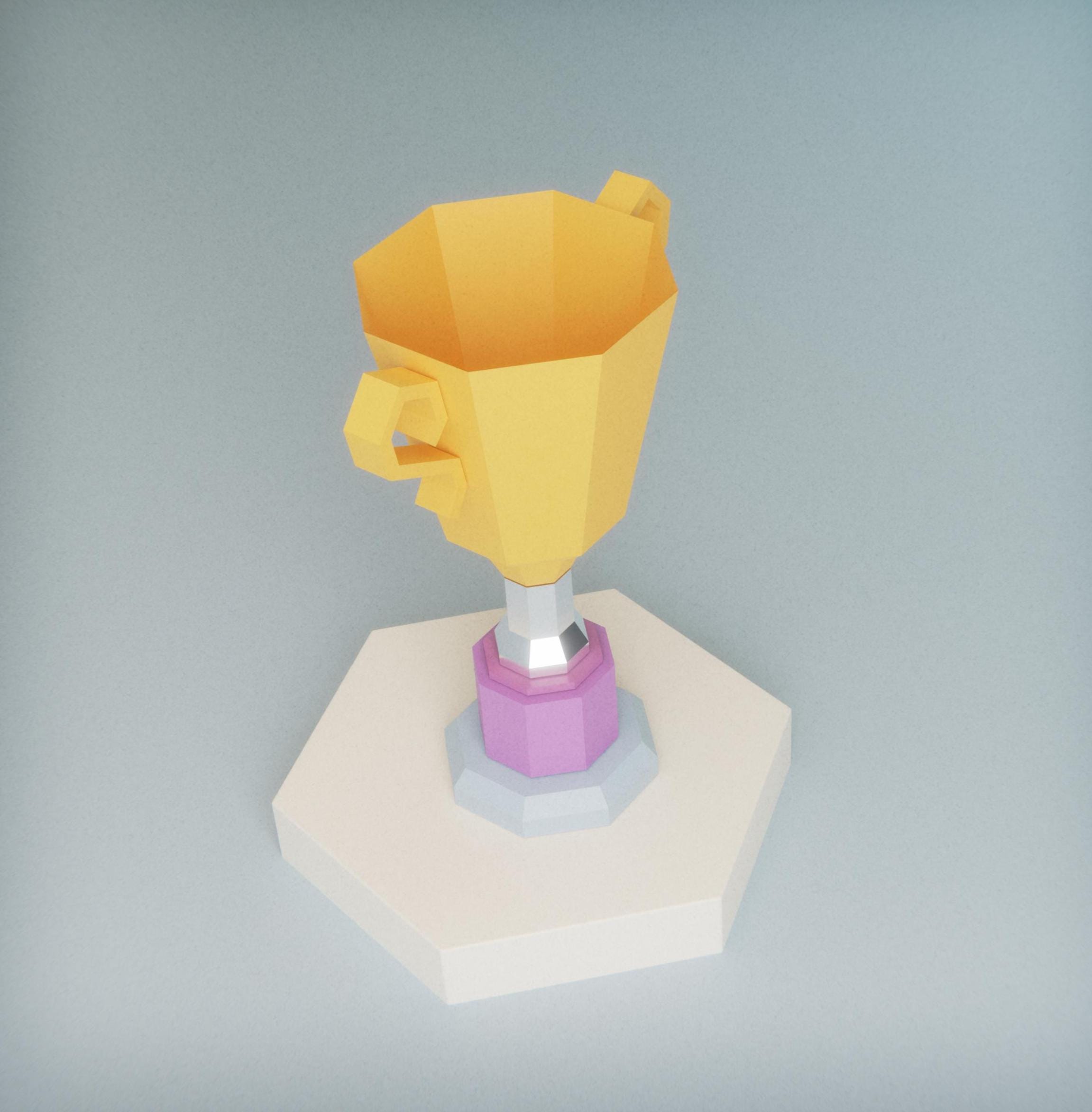 Trophy 3D Papercraft | Diy Paper Sculpture | Low Poly | Pdf Pattern ...