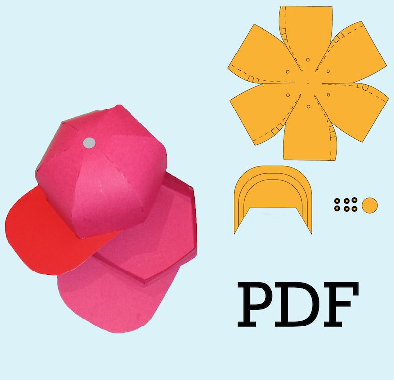 Baseball Cap Box Template: DIY Favor Box SVG, Cricut/silhouette (PDF ...