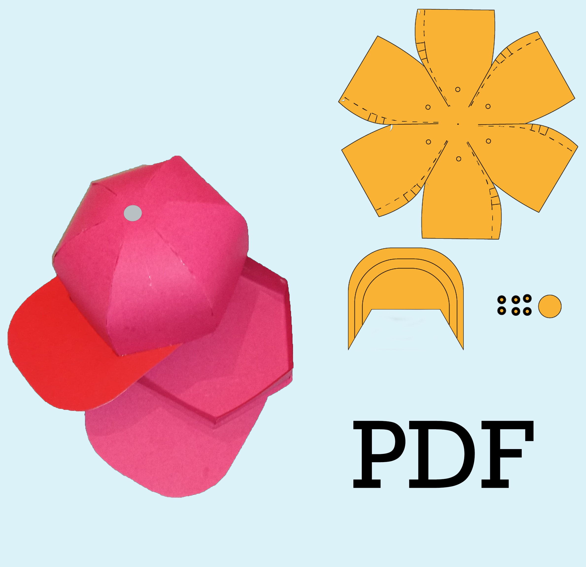 Baseball Cap Box Template: DIY Favor Box SVG, Cricut/silhouette (PDF ...