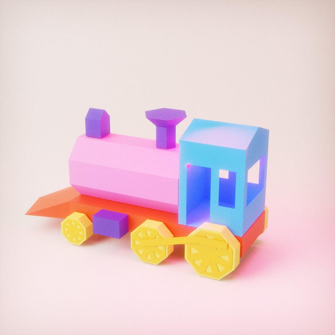 3D Train Papercraft Pattern– SVG, PDF, DXF, Studio3 Files | Printable ...