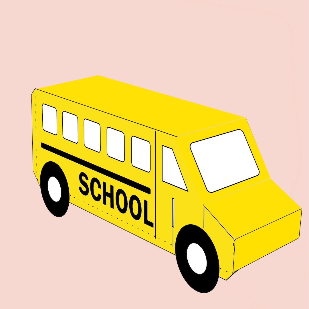 Printable Yellow School Bus Papercraft Template – Fun DIY 3D Paper ...