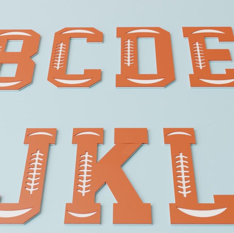 Football Letters A to Z: Layered SVG, DXF, PDF Files - Etsy