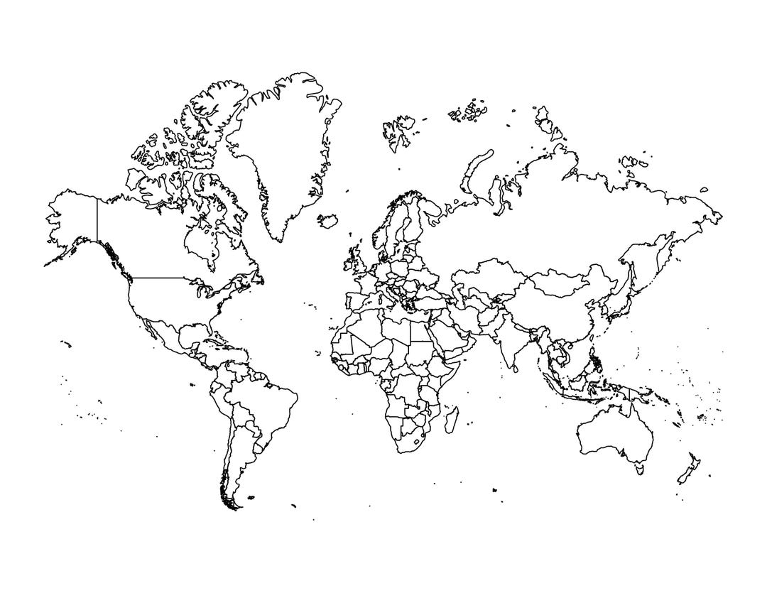 World Countries Map Outlines | PDF, SVG, DXF, Png | Digital Cut Files ...