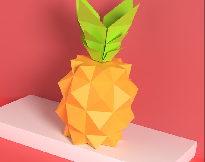 3D Pineapple Papercraft PDF Food Template, Food Paper Craft, Digital ...