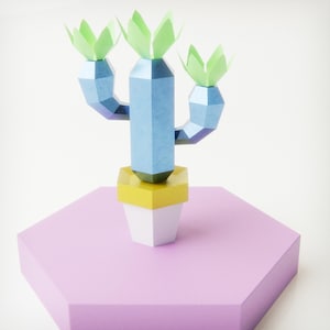3D Cactus Papercraft in a Pot Flower Diy Papercraft, Silhouette DXF ...