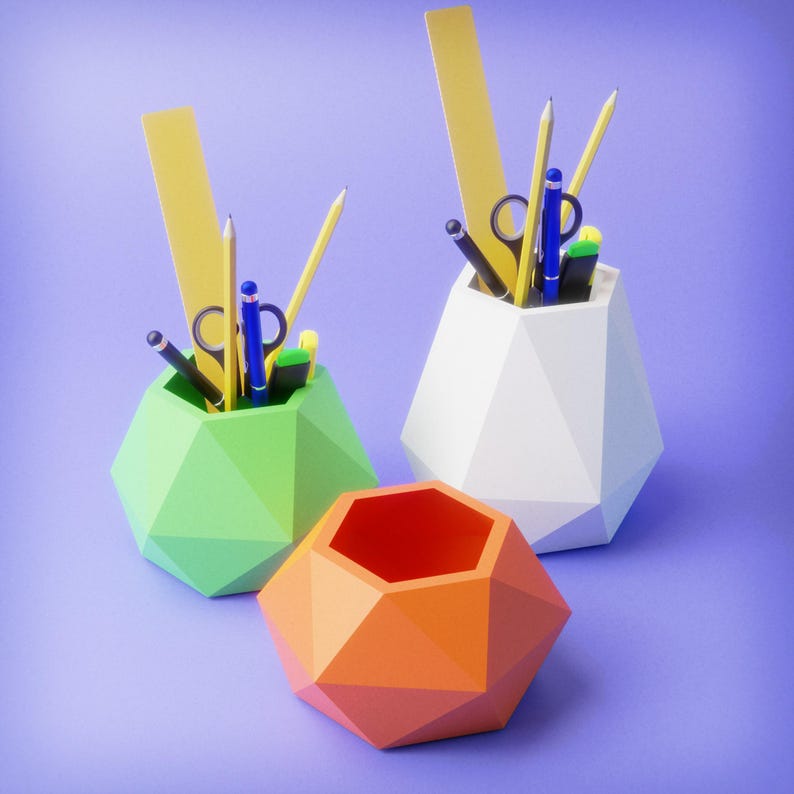 3D Paper Pen Holder Template | PDF + SVG +DXF| Diy Desk Organizer | 3 ...