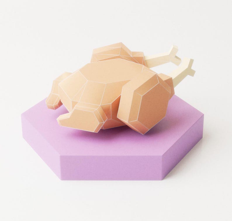 3D Roast Turkey Papercraft Model: DIY Polygonal Sculpture (PDF Pattern ...