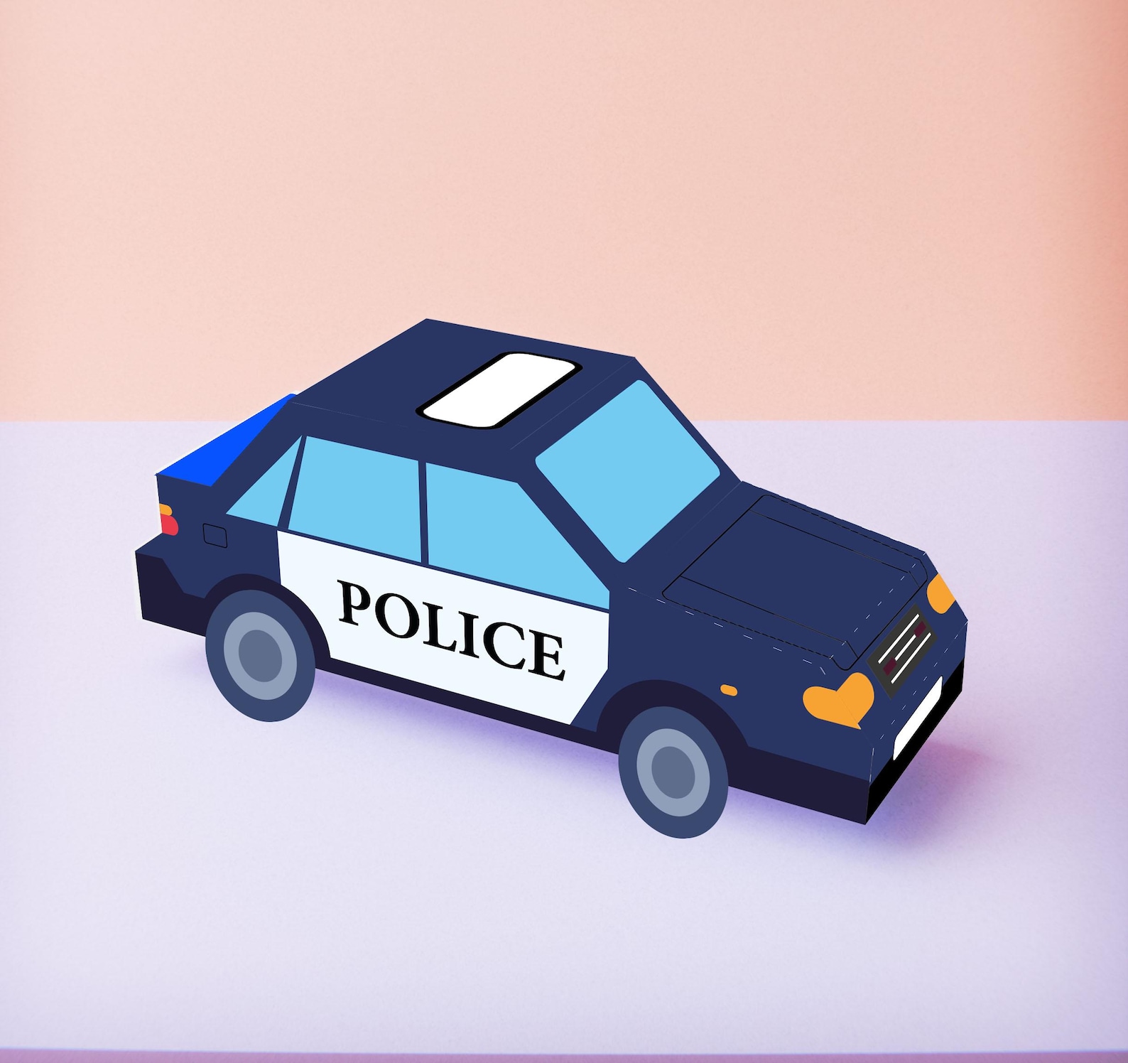 3D Police Car Paper Craft Template | PDF File | DIY Vehicle Model ...