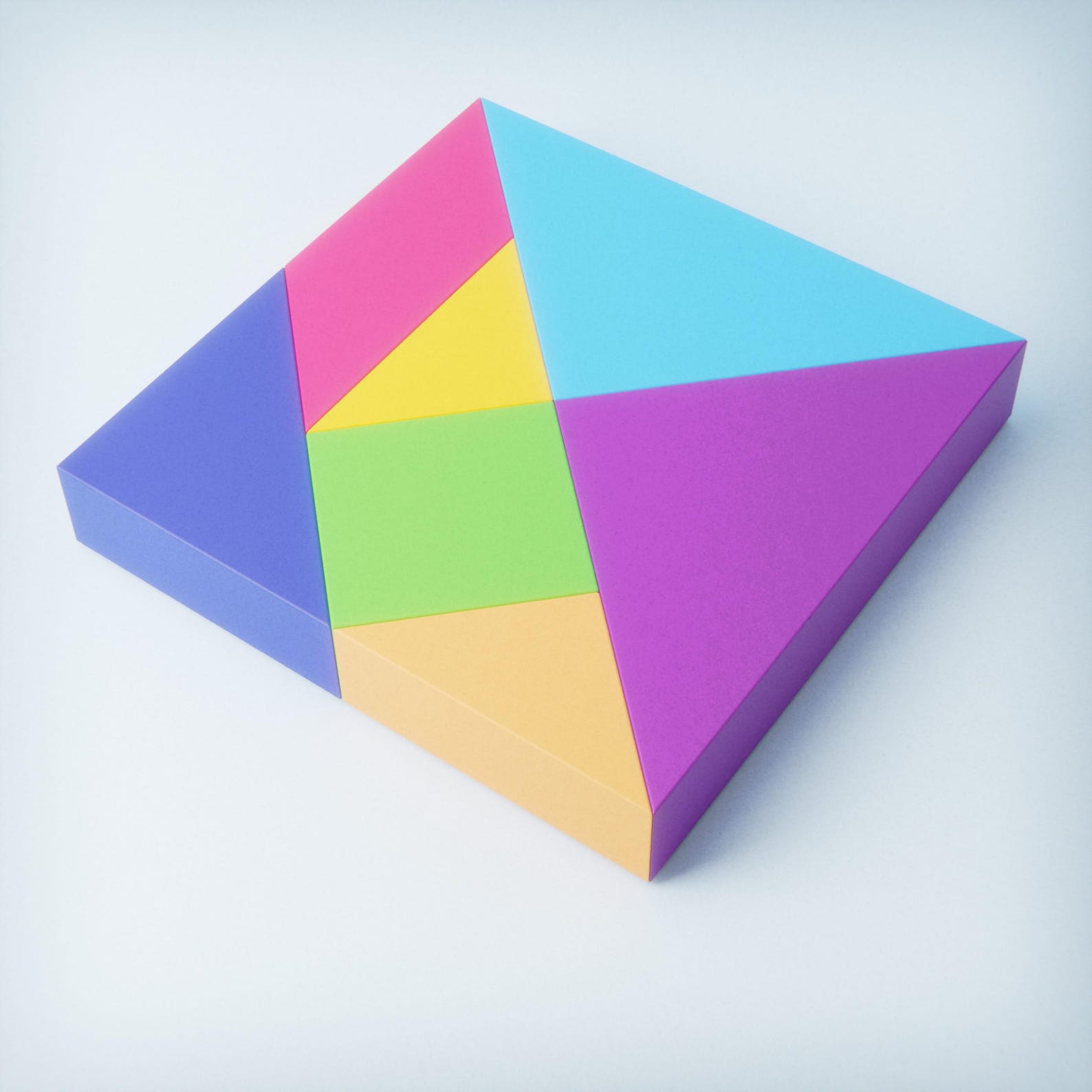 3D Tangram Puzzle Cube Papercraft – SVG, PDF, DXF, Studio3 Template for ...