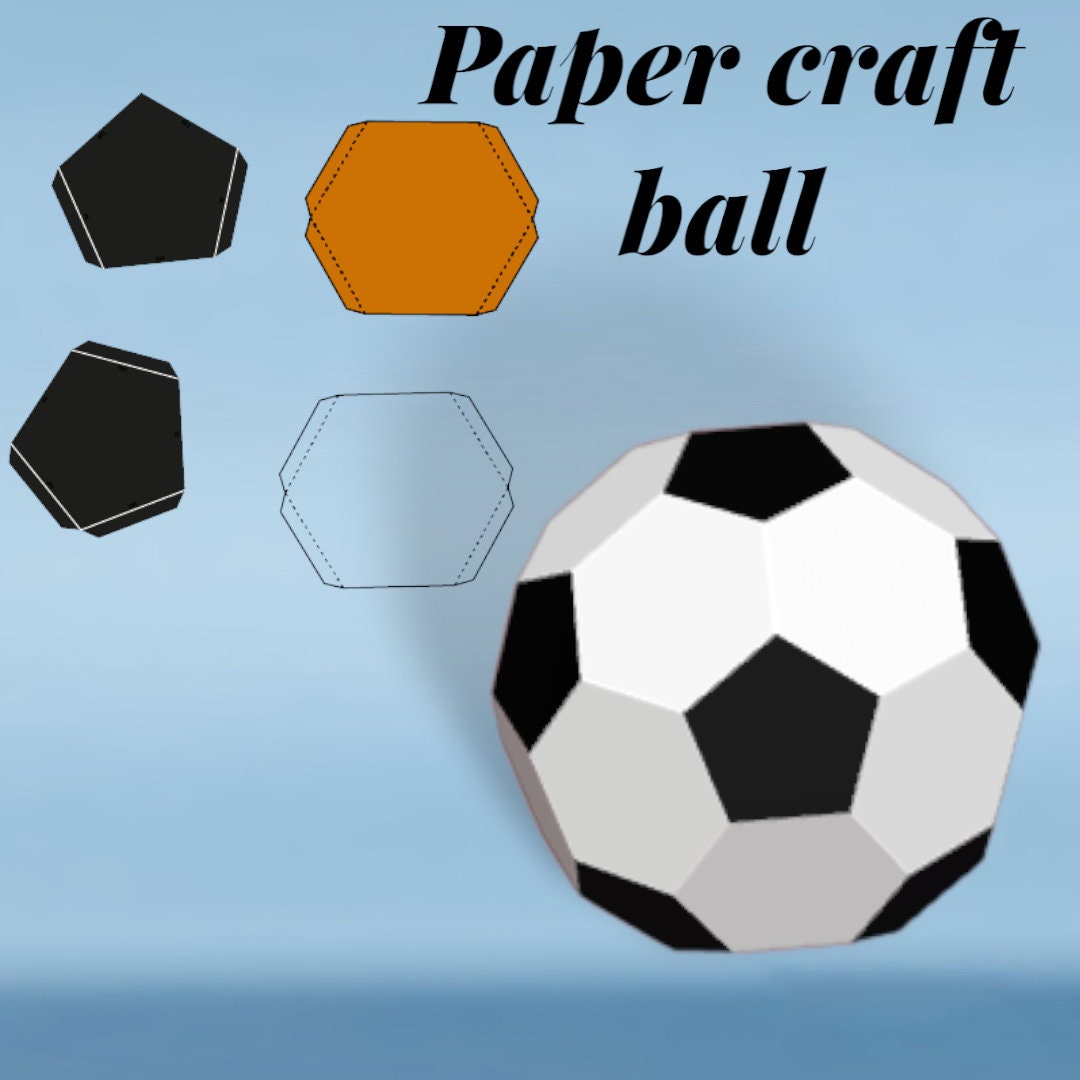Paper Soccer Ball DIY Printable PDF Template Papercraft Football Paper Soccer Ball DIY Printable PDF Template Papercraft Football