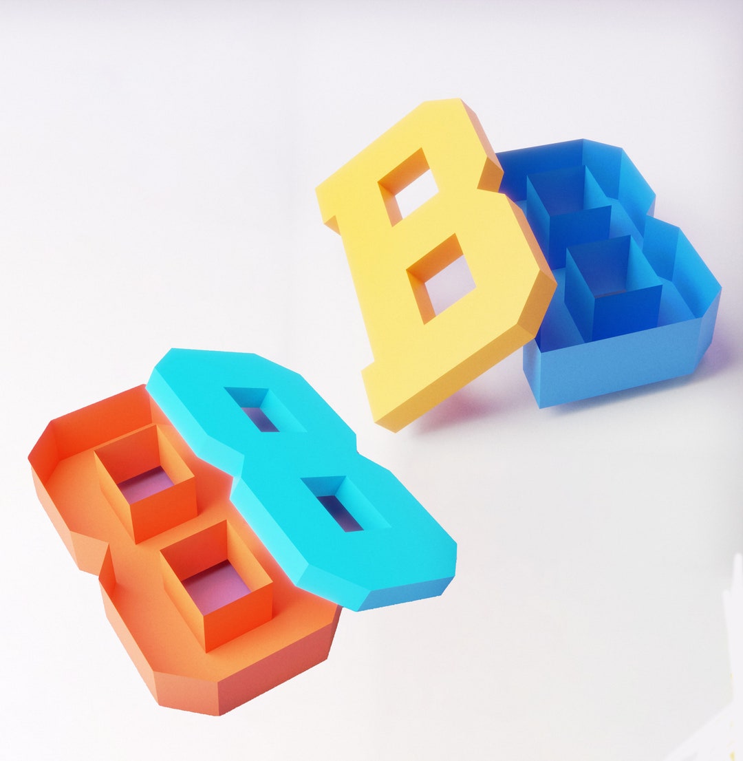 3D Numbers Box 0–9 + Letter Box A–Z Papercraft Pattern — SVG, PDF, DXF ...