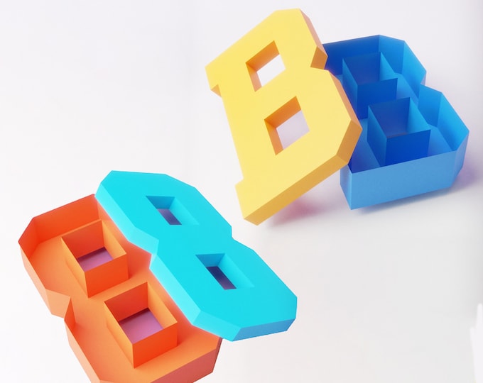 Plantilla SVG de caja de alfabeto 3D: letras troqueladas A-Z, 0-9 (PDF ...