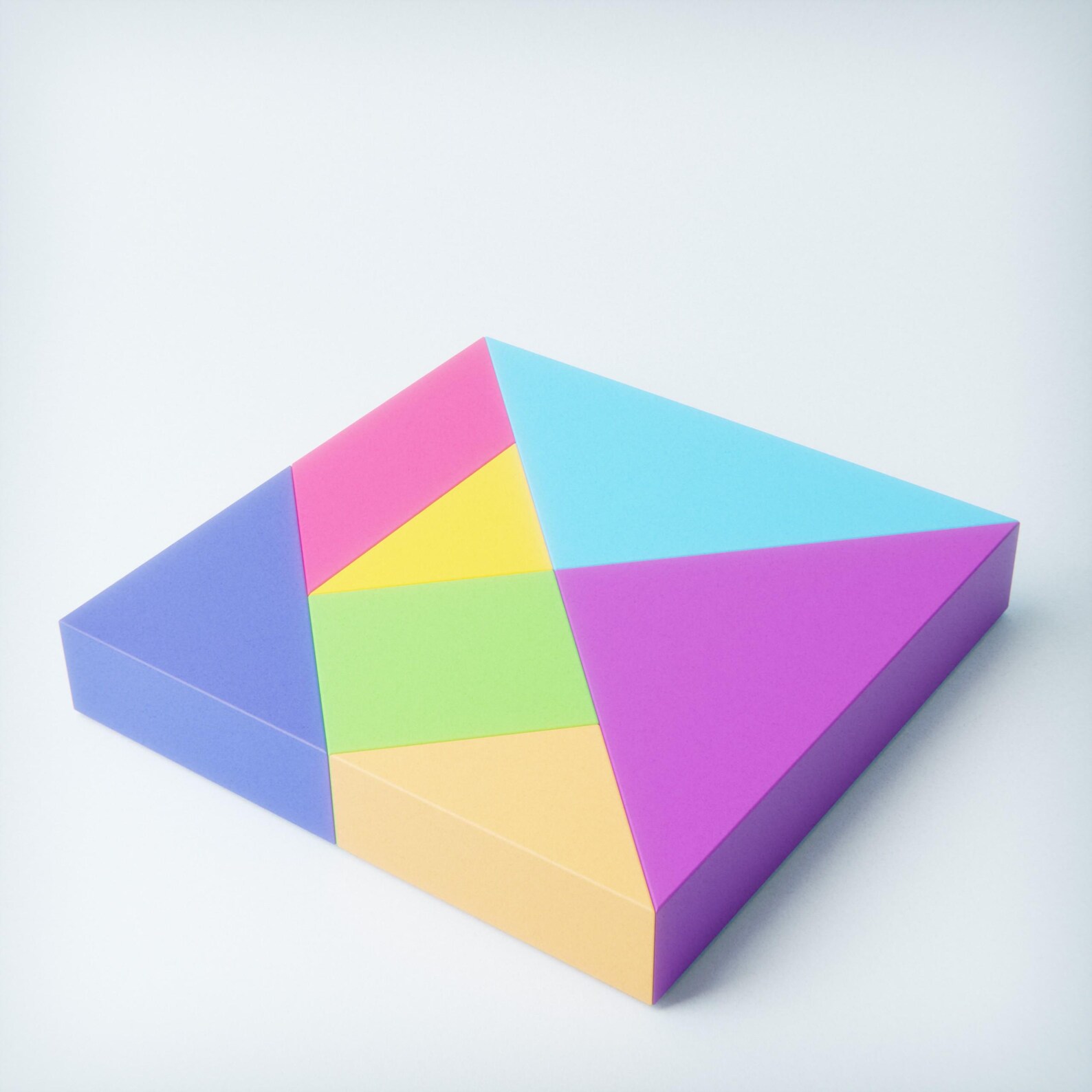3D Tangram Puzzle Cube Papercraft – SVG, PDF, DXF, Studio3 Template for ...