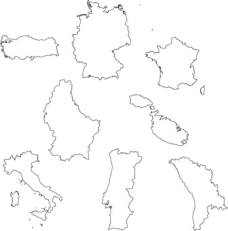 World Countries Map Outlines | PDF, SVG, DXF, Png | Digital Cut Files ...