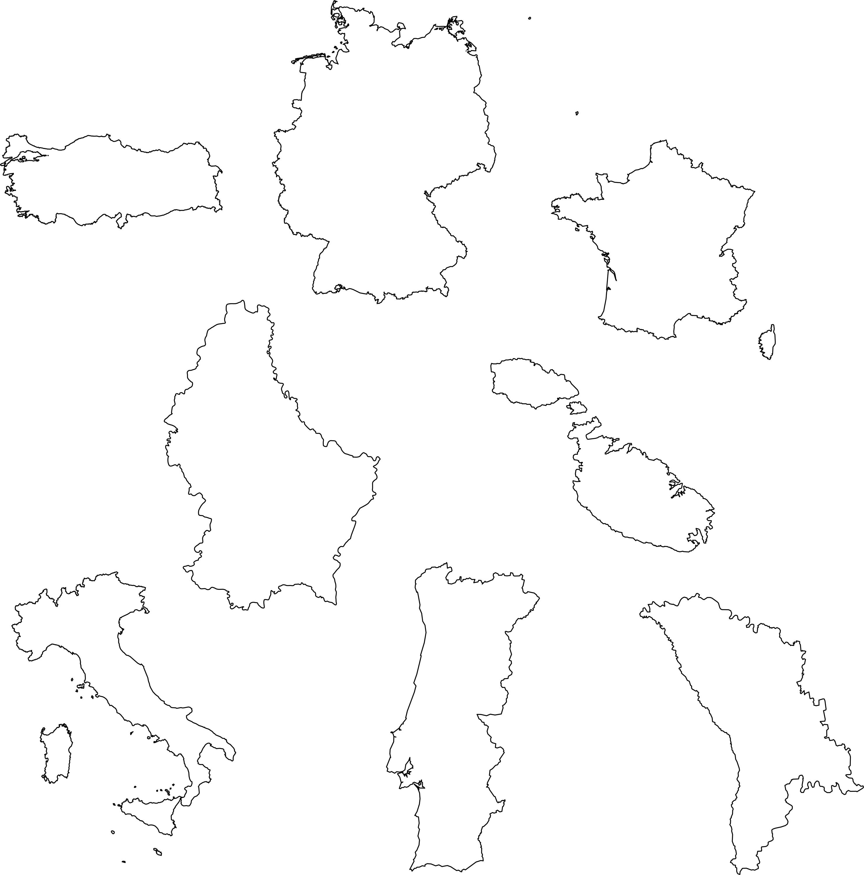 World Countries Map Outlines | PDF, SVG, DXF, Png | Digital Cut Files ...