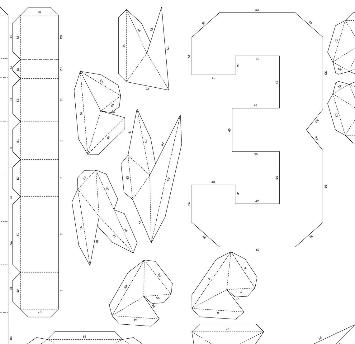 3D Craft Numbers 0 to 9, PDF Cutting Files for Manual, Cricut Machine ...