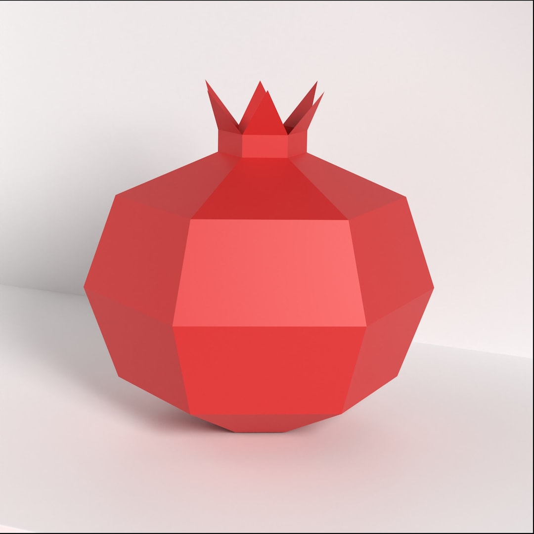 DIY 3D Art Papercraft Pomegranate PDF, Paper Toy, Nursery Decor Pattern ...