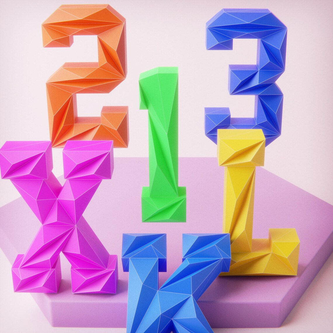 3D Letters A to Z, Number 0 to 9 Papercraft Letter, Low Alphabet ...