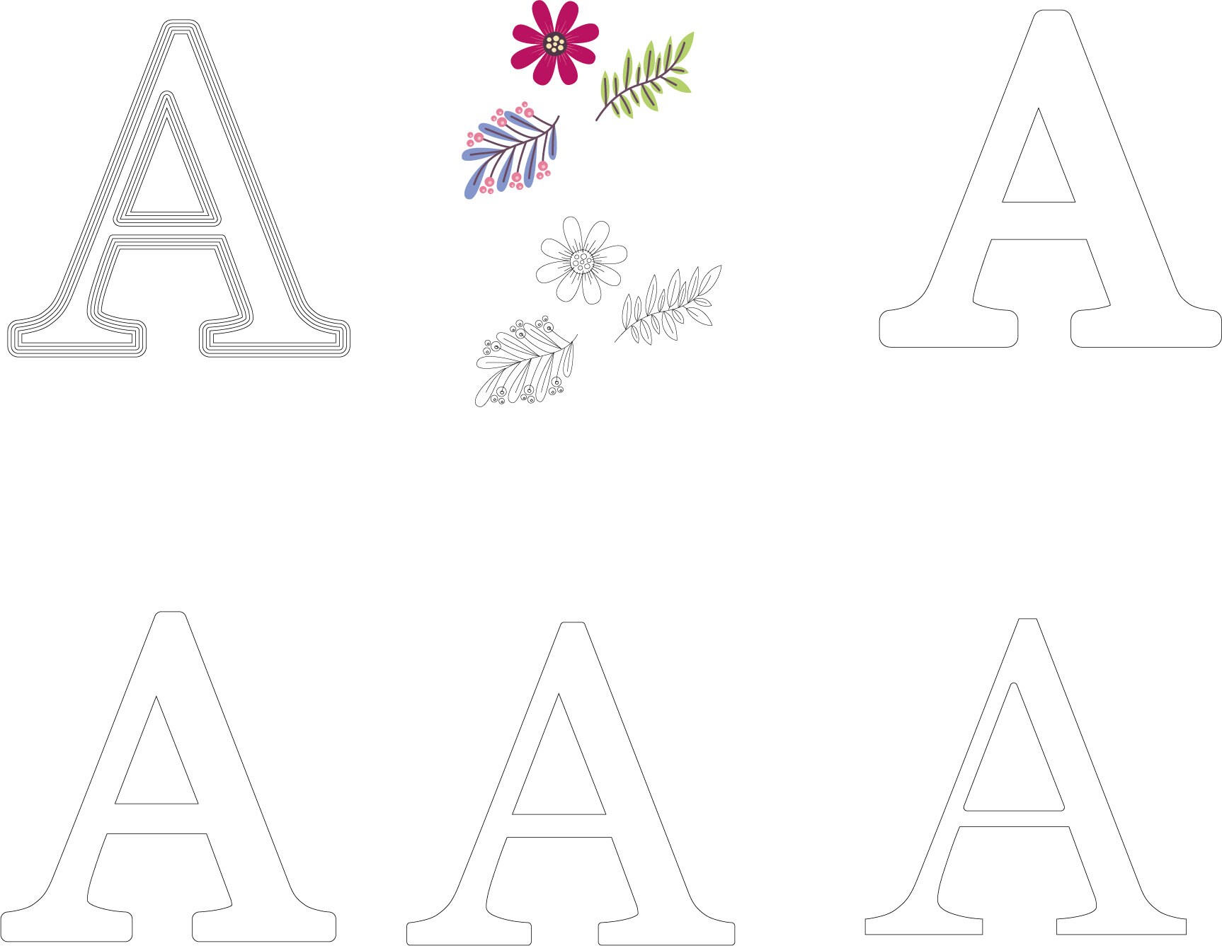 Layered Alphabet SVG: Floral Monogram Letters A-Z (PDF & Studio) - Etsy