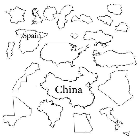 World Countries Map Outline