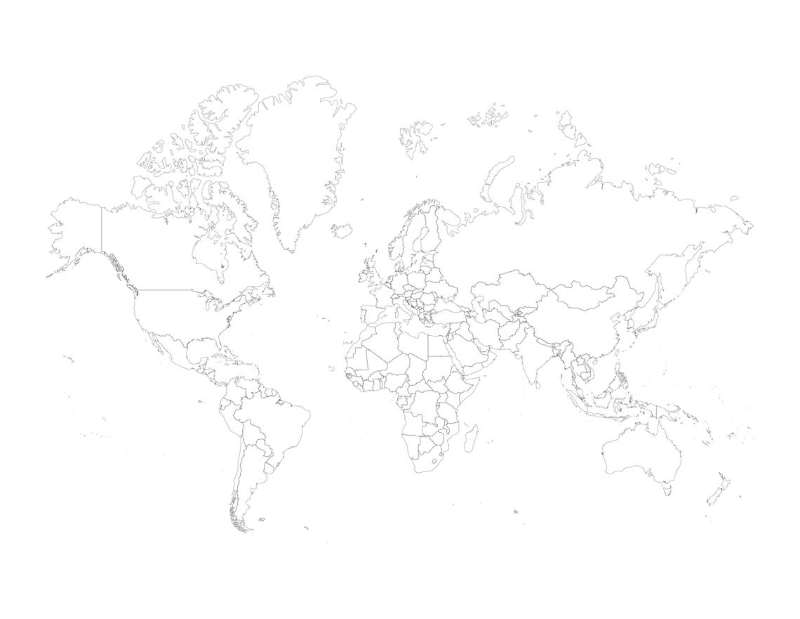World Countries Map Outlines | PDF, SVG, DXF, Png | Digital Cut Files ...