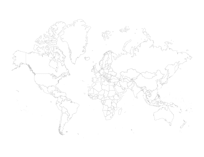 World Countries Map Outlines | PDF, SVG, DXF, Png | Digital Cut Files ...