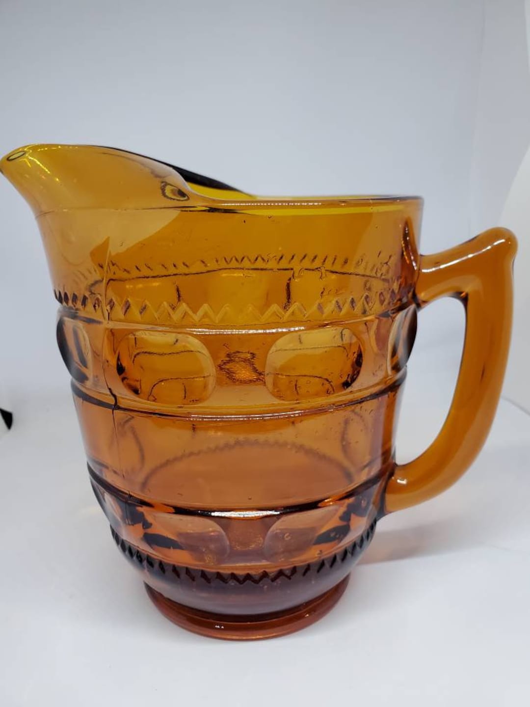 Amber Indiana Glass Heavy Pitcher - Etsy