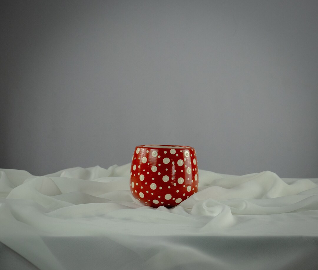 Round Planter Pot | Ceramic | Design: Polka Dot Sienna - Etsy