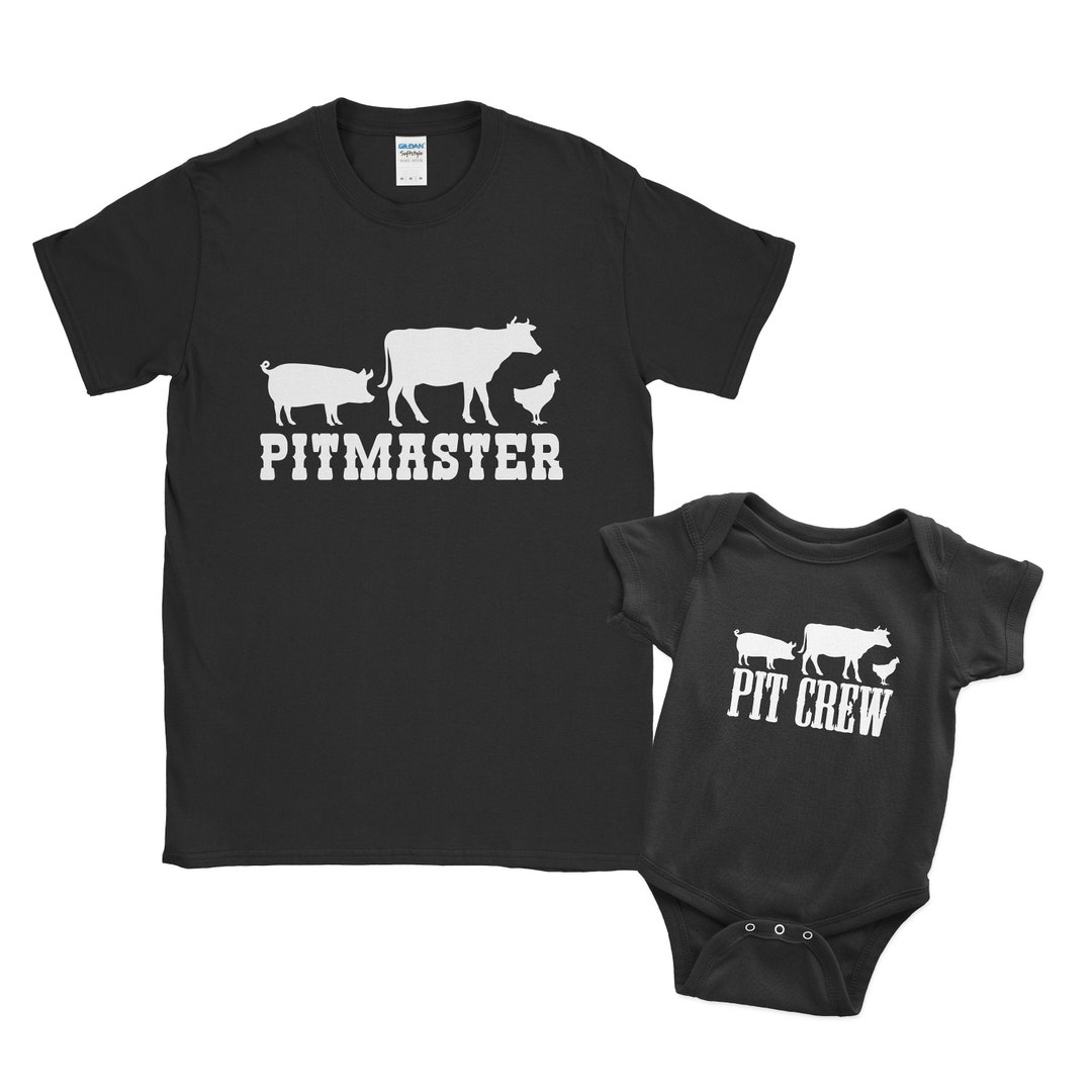 Pitmaster Pit Crew Matching T Shirt Set Fathers Day Gift BBQ Smoker ...