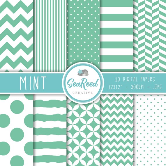 Mint Digital Paper Mint Scrapbook Paper Printable Paper | Etsy