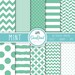 Mint Digital Paper, Mint Scrapbook Paper, Printable Paper, Mint Chevron ...