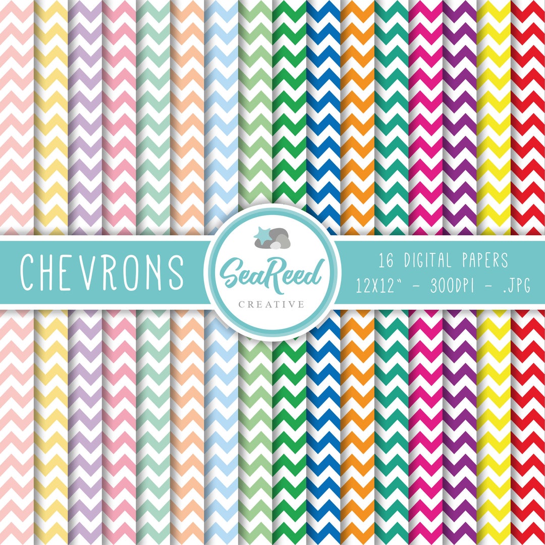 Chevron Digital Paper, Rainbow Chevron Digital Paper, Zig Zag Paper ...
