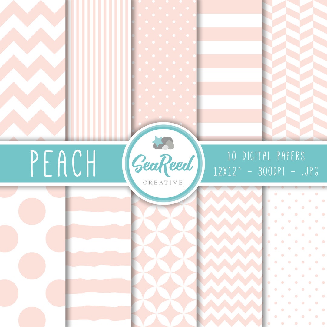 Peach Digital Paper, Pastel Chevron, Pink, Peach, Digital Pattern ...