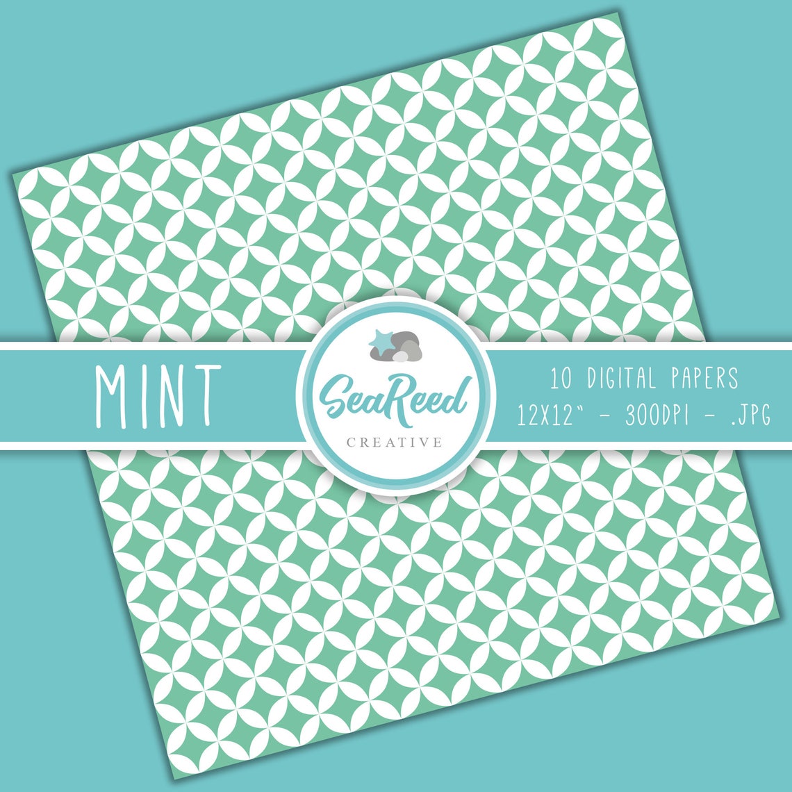 Mint Digital Paper, Mint Scrapbook Paper, Printable Paper, Mint Chevron ...