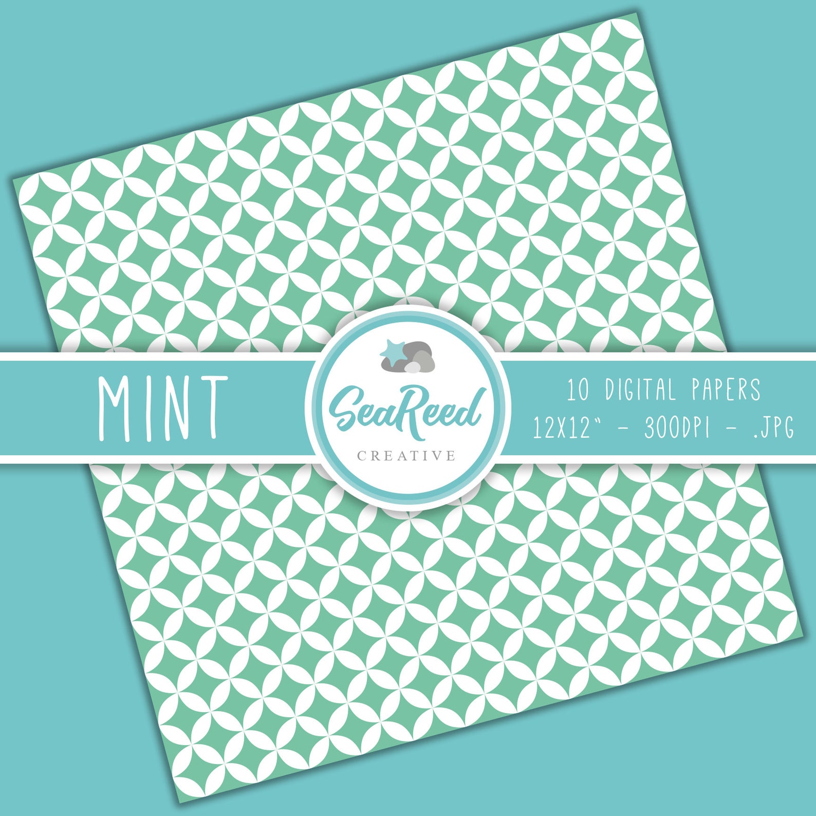 Mint Digital Paper, Mint Scrapbook Paper, Printable Paper, Mint Chevron ...