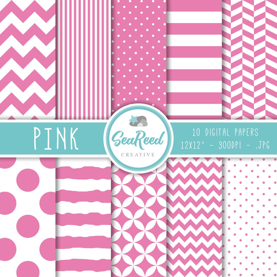 Pink Digital Paper Printable Paper Girly Digital Paper Zig - Etsy