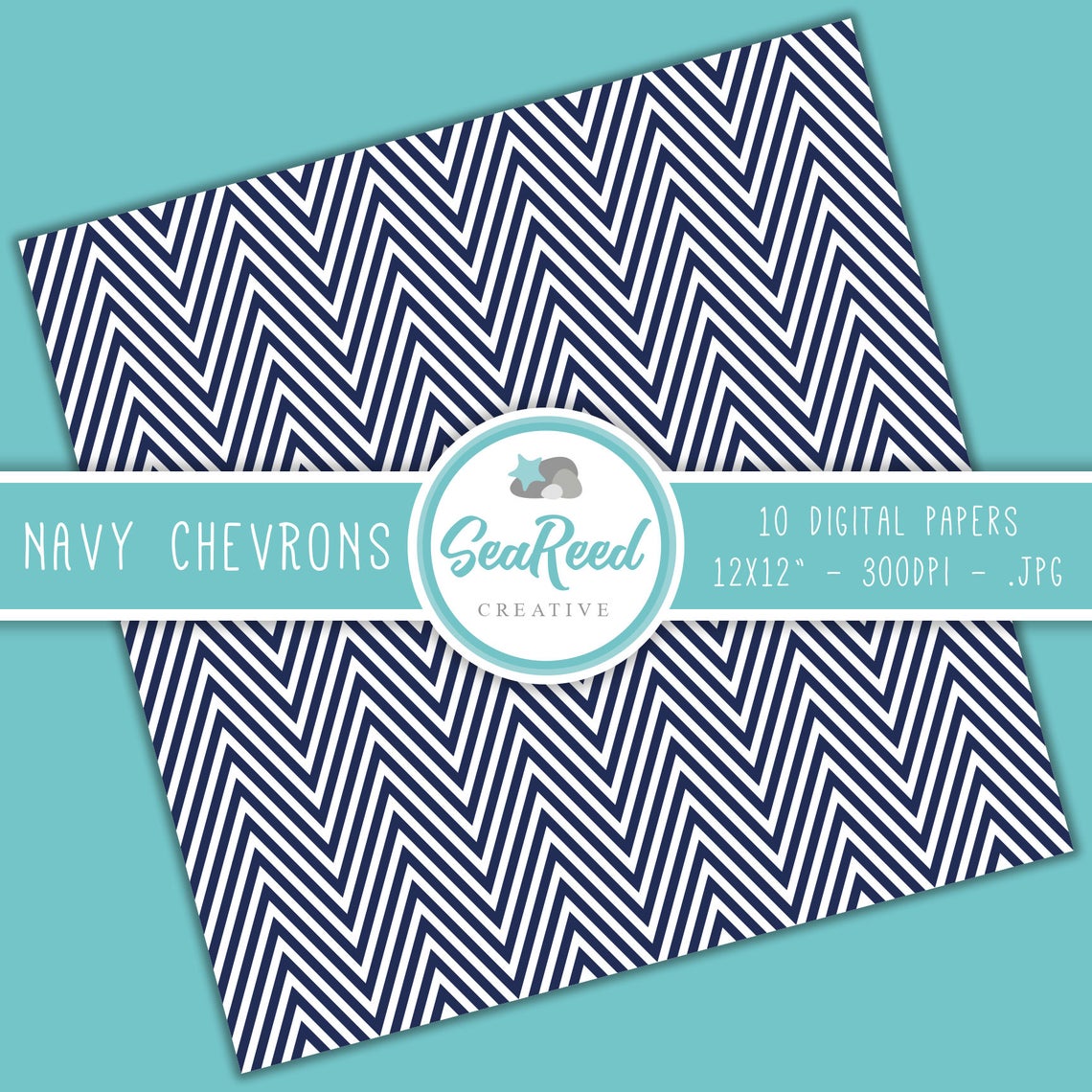 Navy Chevron Digital Paper Pack, Navy Blue Digital Scrapbook Paper ...